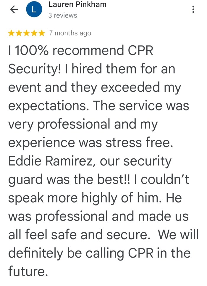 Services We Provide – CPR Security Services LLC